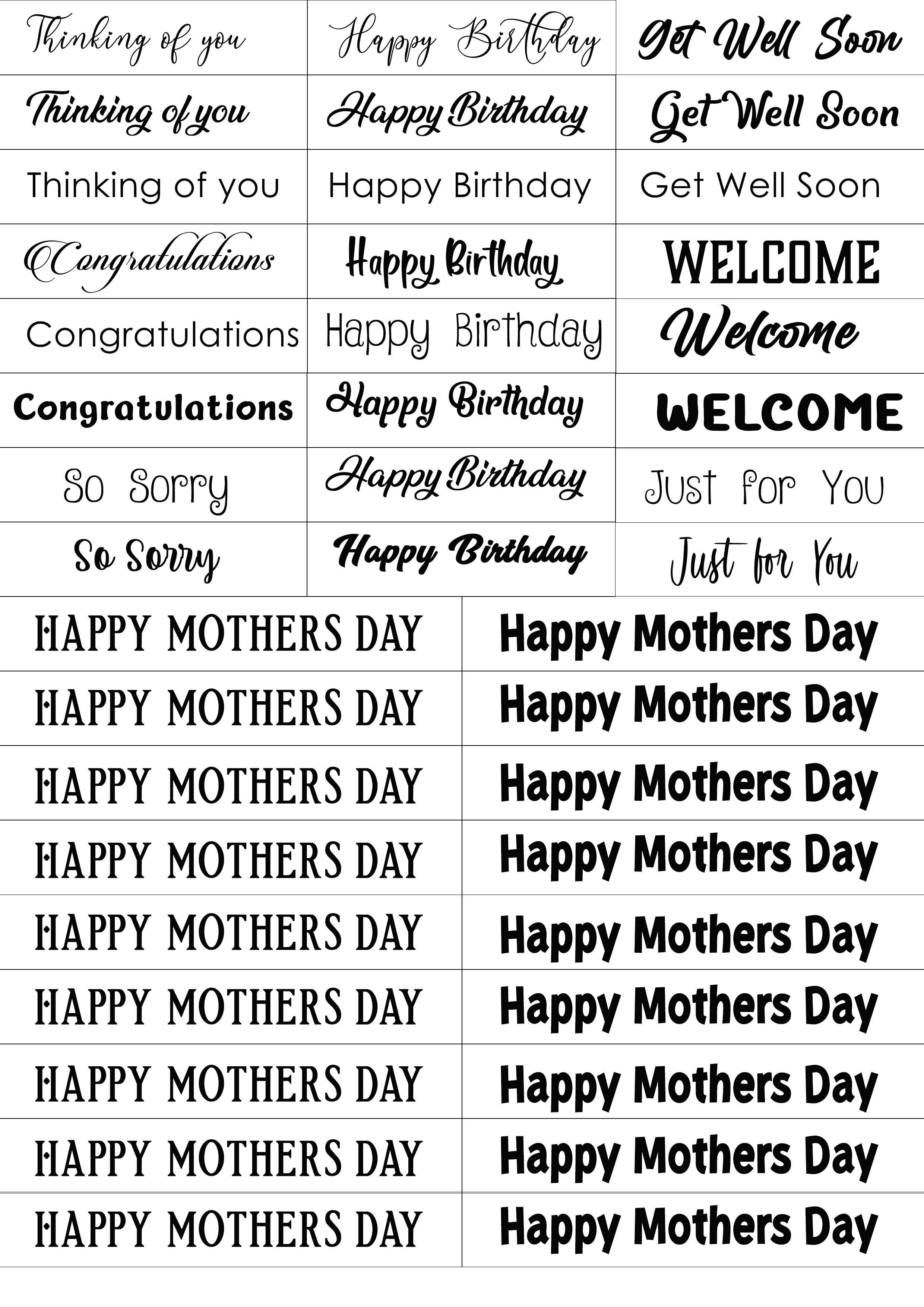 Printable - Card Greetings - Assorted Sheet 2 – Scrap'n'Season